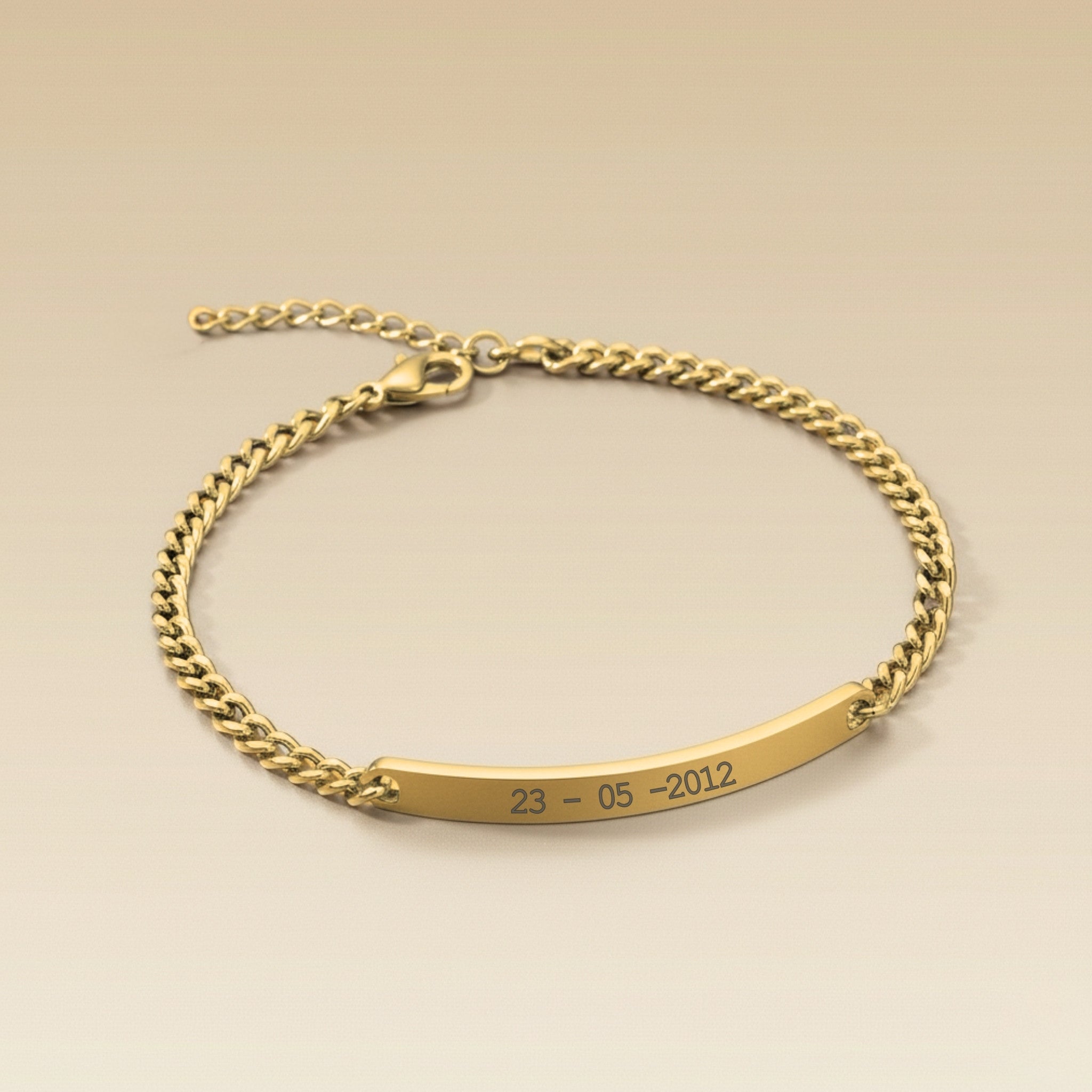 Gold Personalised Chain Bracelet – Engraved Stainless Steel | Cuff & Co ...